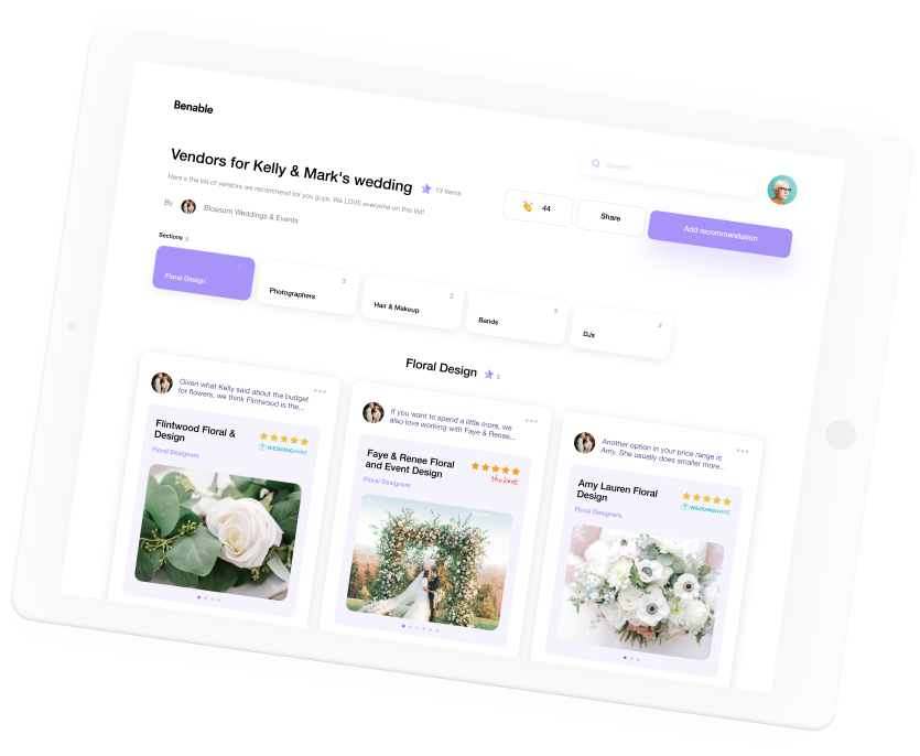 Benable - Shareable lists of things you recommend